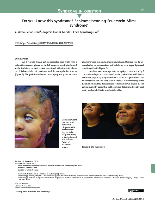 (PDF) Do you know this syndrome? Schimmelpenning-Feuerstein-Mims syndrome