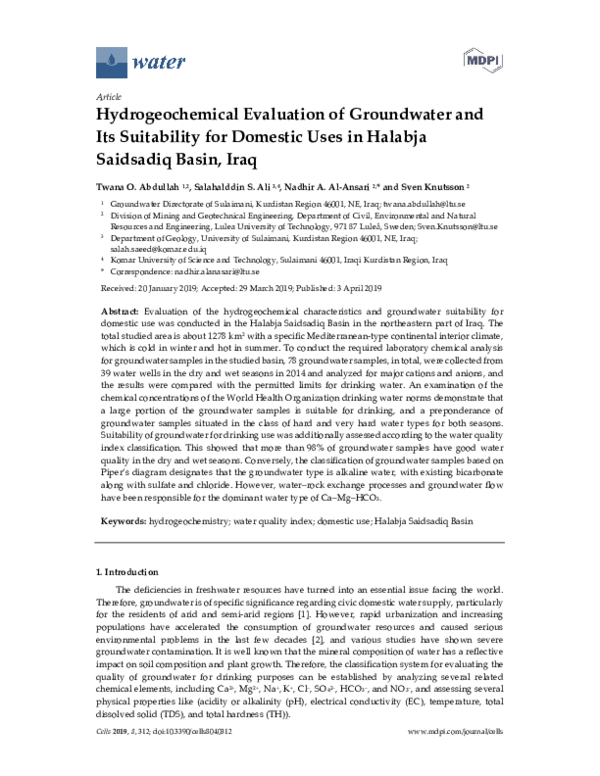 (PDF) Hydrogeochemical evaluation of groundwater along an E-W transect in the Meghna basin ...