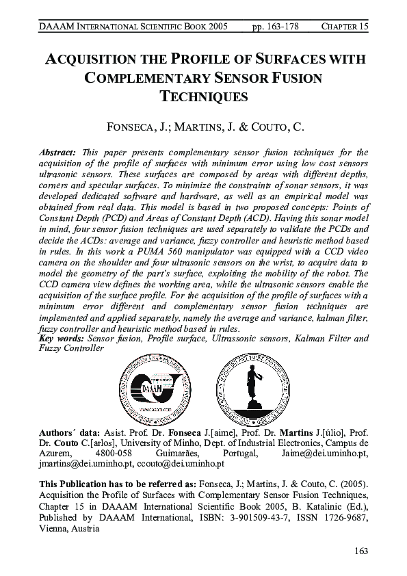(PDF) Acquisition the profile of surfaces with complementary sensor fusion techniques