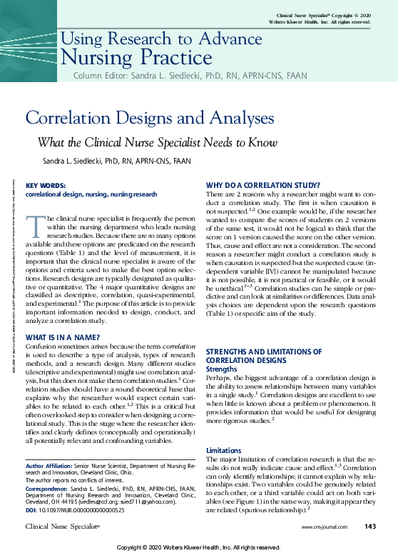 (PDF) Correlation Designs and Analyses