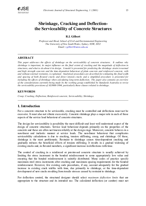 (PDF) Shrinkage, Cracking and Deflection-the Serviceability of Concrete Structures