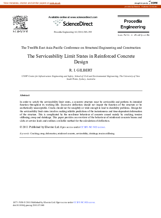(PDF) The Serviceability Limit States in Reinforced Concrete Design