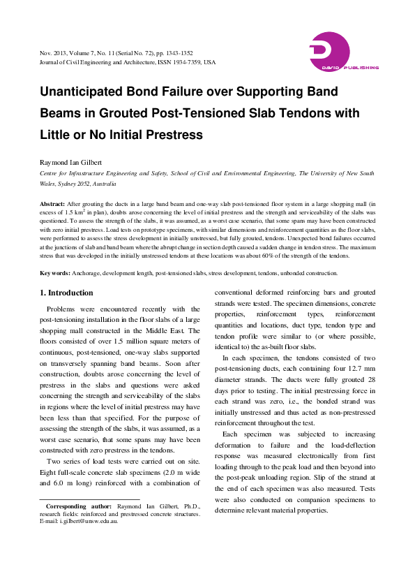 (PDF) Unanticipated Bond Failure over Supporting Band Beams in Grouted ...