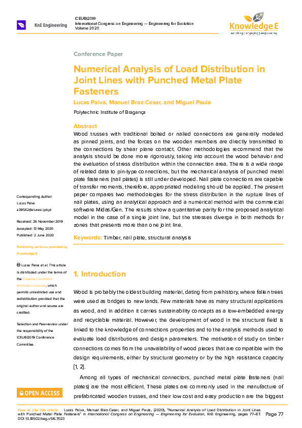 (PDF) Numerical Analysis of Load Distribution in Joint Lines with ...