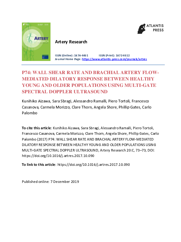 (PDF) Wall shear rate and brachial artery flow-mediated dilatory ...