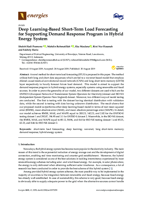 (PDF) Deep Learning-Based Short-Term Load Forecasting for Supporting Demand Response Program in ...