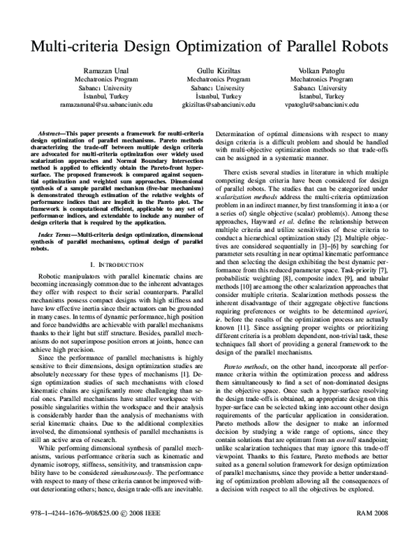 (PDF) Multi-criteria Design Optimization of Parallel Robots