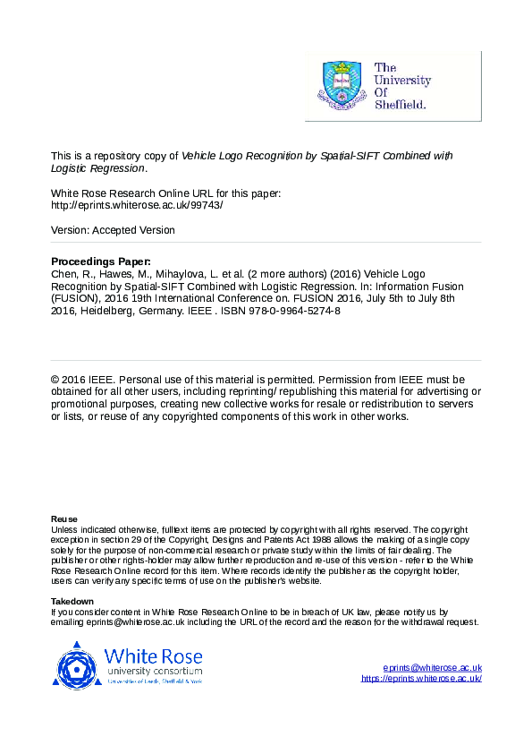 (PDF) Vehicle logo recognition by spatial-SIFT combined with logistic ...