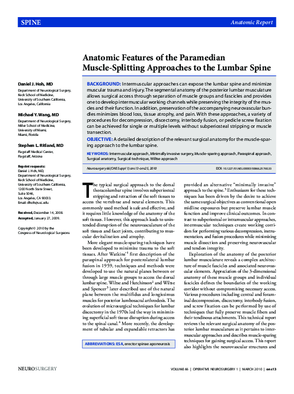 (PDF) Anatomic Features of the Paramedian Muscle-Splitting Approaches ...