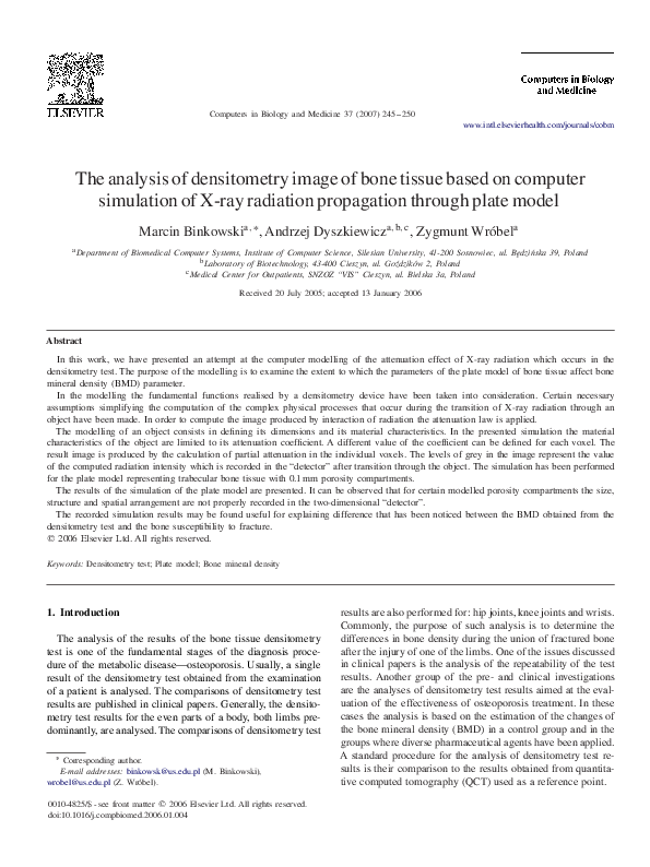 (PDF) The analysis of densitometry image of bone tissue based on ...
