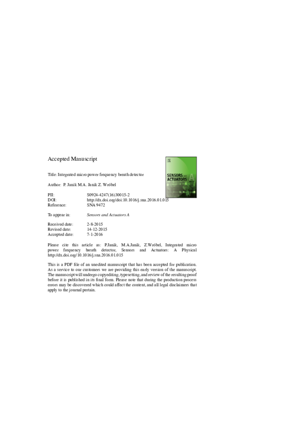 (PDF) Integrated micro power frequency breath detector