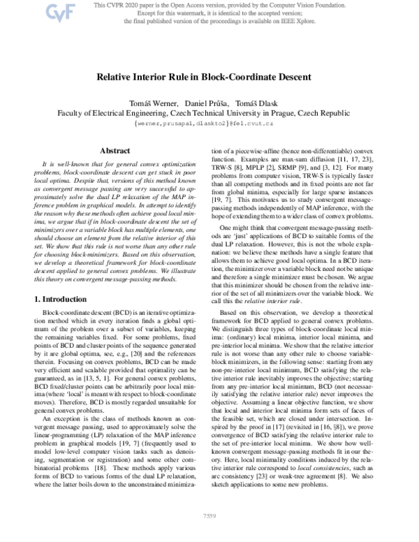 (PDF) Relative Interior Rule in Block-Coordinate Descent