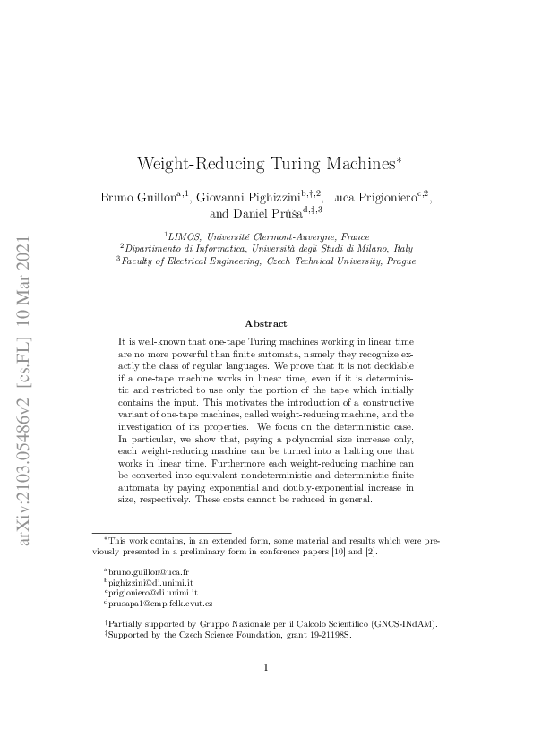 (PDF) Weight-reducing Turing machines