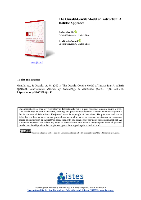 (PDF) The Oswald-Gentile Model of Instruction: A Holistic Approach