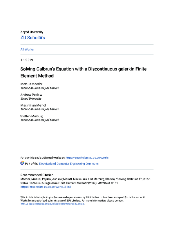 (PDF) Solving Galbrun's Equation with a Discontinuous galerkin Finite Element Method | Steffen ...