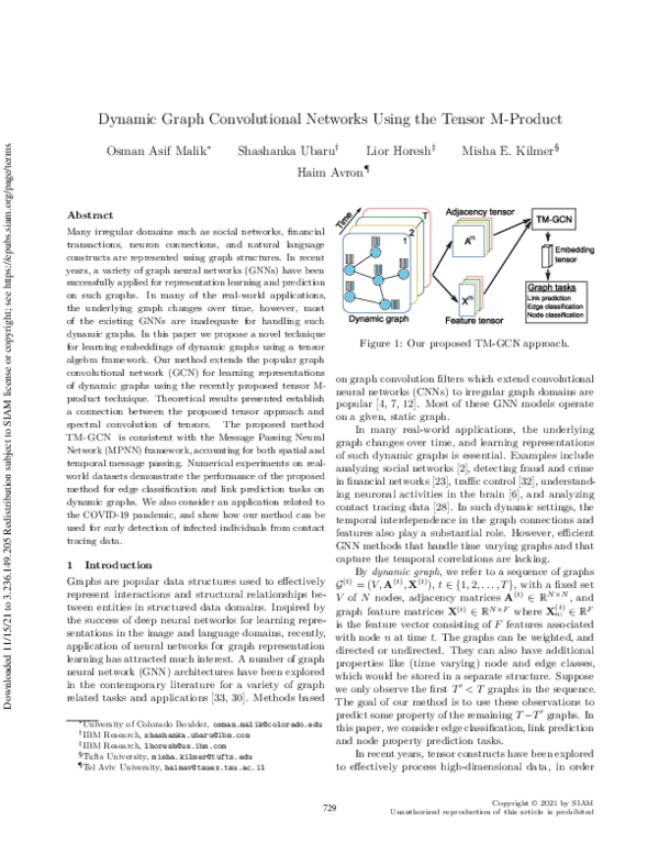 (PDF) Dynamic Graph Convolutional Networks Using the Tensor M-Product