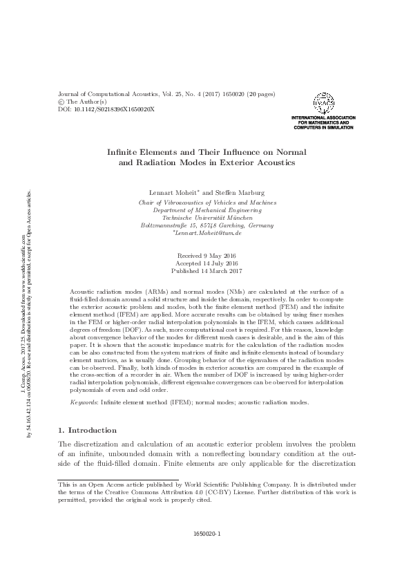 (PDF) Infinite Elements and Their Influence on Normal and Radiation ...