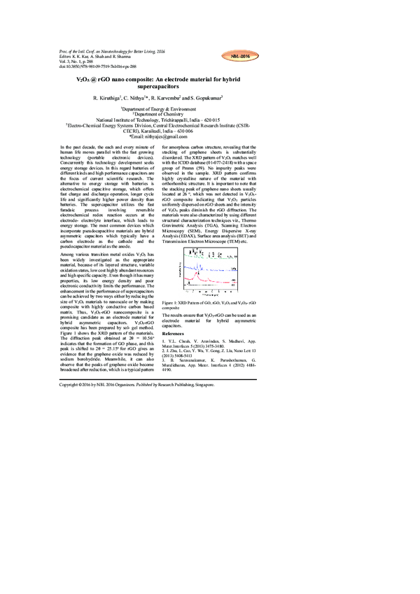 (PDF) V2O5 @ rGO nano composite: An electrode material for hybrid ...