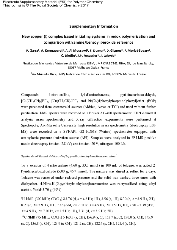 (PDF) New copper(i) complex based initiating systems in redox ...