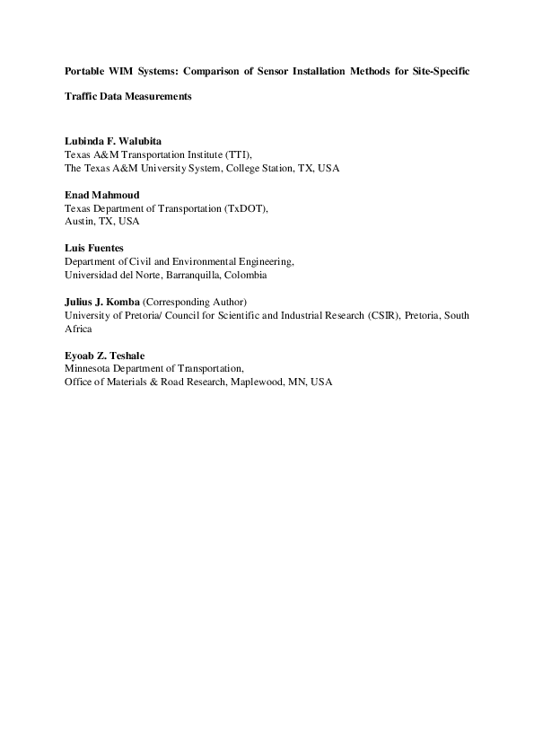 (PDF) Portable WIM Systems: Comparison of Sensor Installation Methods ...