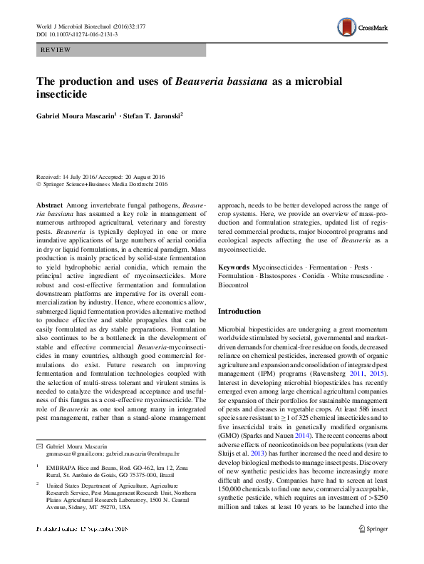 (PDF) The production and uses of Beauveria bassiana as a microbial ...