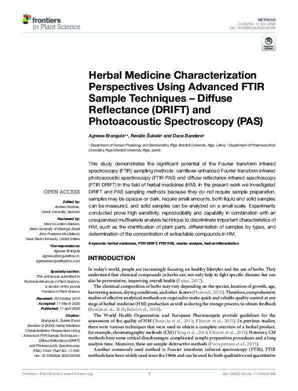 (PDF) Herbal Medicine Characterization Perspectives Using Advanced FTIR Sample Techniques ...