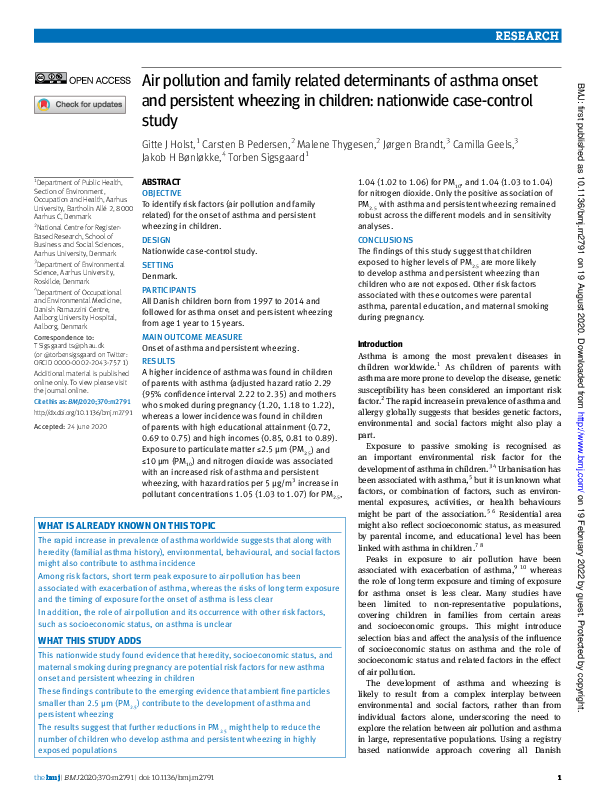 (PDF) Air pollution and family related determinants of asthma onset and ...