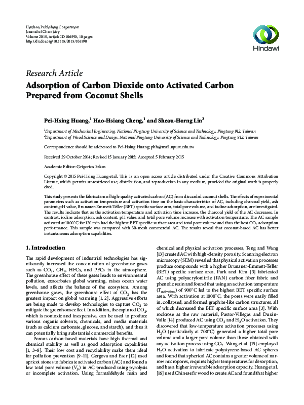 (PDF) Adsorption of Carbon Dioxide onto Activated Carbon and Nitrogen ...