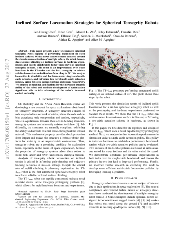 (PDF) Inclined surface locomotion strategies for spherical tensegrity robots