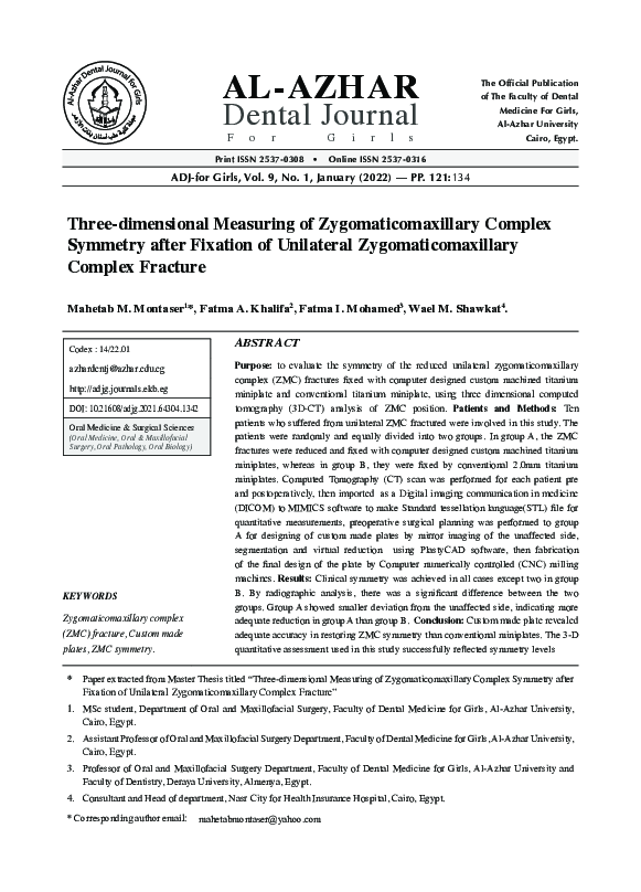 (PDF) Three-dimensional Measuring of Zygomaticomaxillary Complex ...