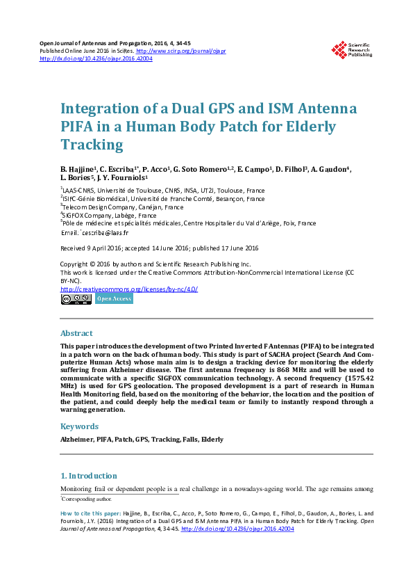 (PDF) Integration of a Dual GPS and ISM Antenna PIFA in a Human Body ...