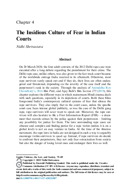 (PDF) The Insidious Culture of Fear in Indian Courts