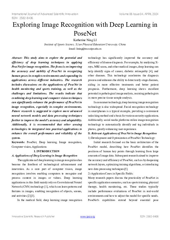 (PDF) Exploring Image Recognition with Deep Learning in PoseNet