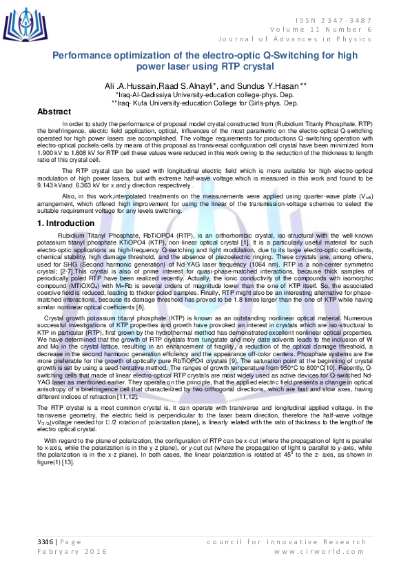 (PDF) Performance optimization of the electro-optic Q-Switching for ...