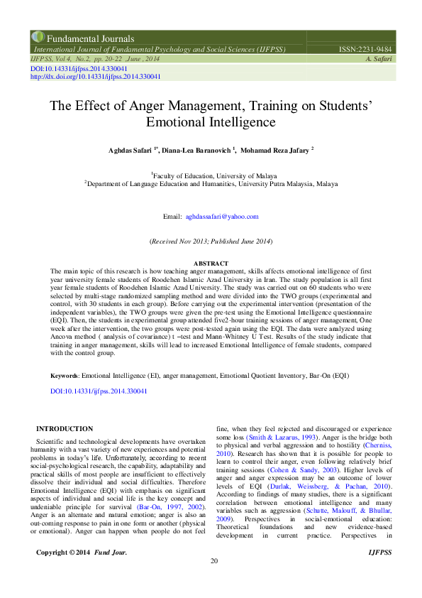 (PDF) The Effect of Anger Management Training