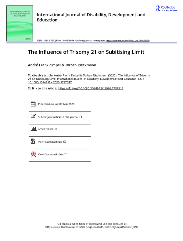 (PDF) The Influence of Trisomy 21 on Subitising Limit | André Frank ...