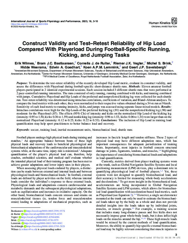 (PDF) Construct Validity and Test–Retest Reliability of Hip Load ...