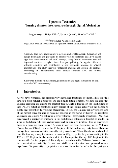 (PDF) Igneous Tectonics: Turning disaster into resource through digital fabrication | SYLVANA ...