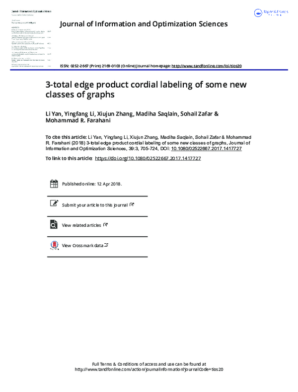 (PDF) 3-TOTAL Edge Product Cordial Labeling of Some New Classes of Graphs | Madiha Saqlain ...