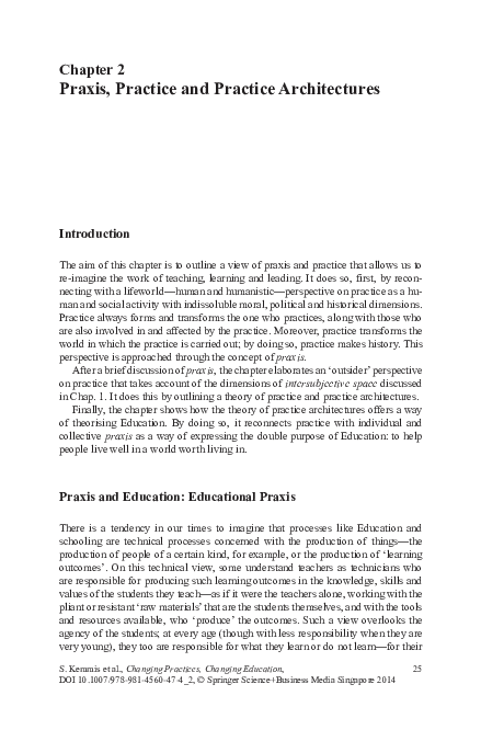 (PDF) Praxis, Practice and Practice Architectures