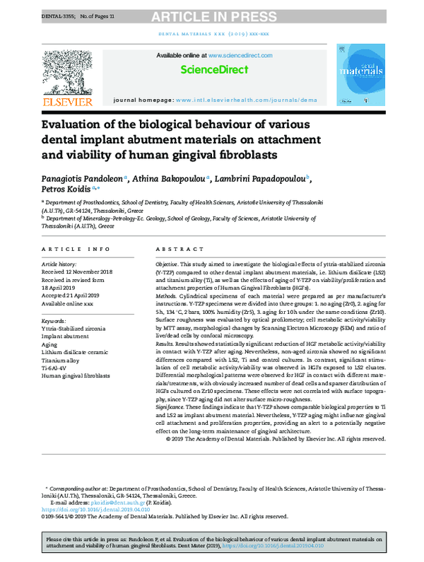 (PDF) Evaluation of the biological behaviour of various dental implant ...