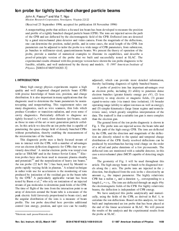 (PDF) Ion probe for tightly bunched charged particle beams