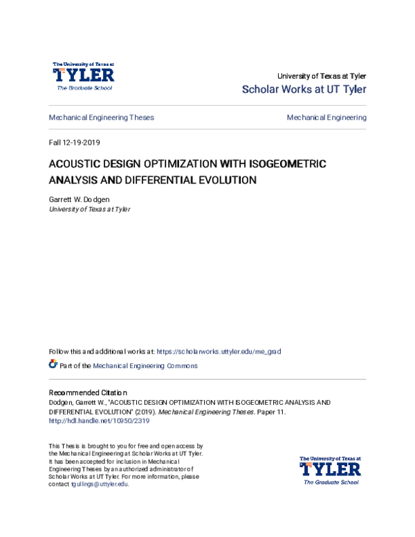 (PDF) Acoustic Design Optimization with Isogeometric Analysis and ...