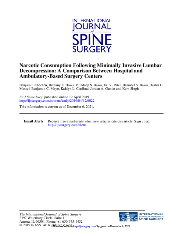 (PDF) Ambulatory-Based Surgery Centers Decompression : A Comparison ...