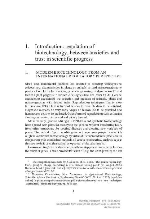 (PDF) Introduction: regulation of biotechnology, between anxieties and ...