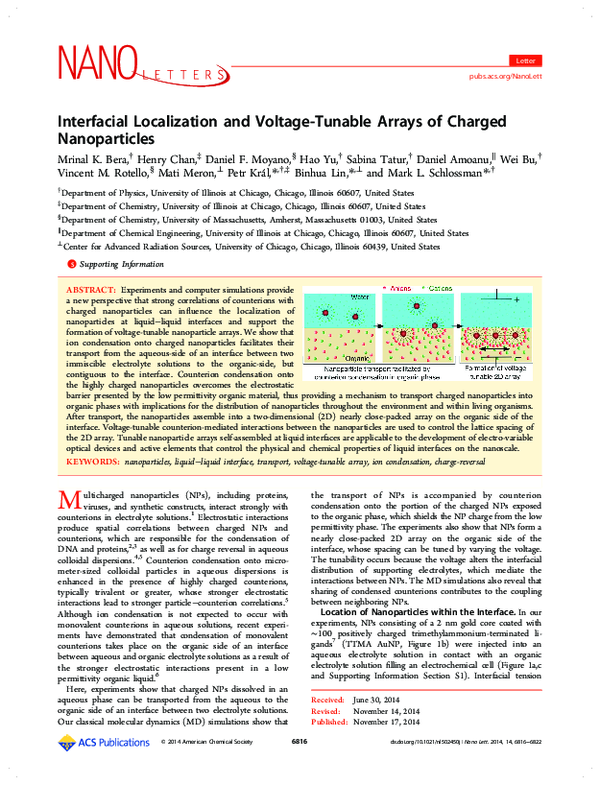(PDF) Interfacial localization and voltage-tunable arrays of charged ...