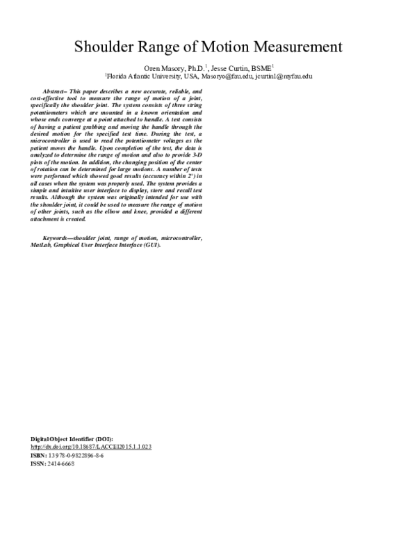 (PDF) Shoulder Range of Motion Measurement