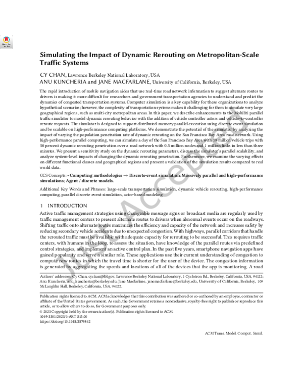 (PDF) Simulating the Impact of Dynamic Rerouting on Metropolitan-scale ...