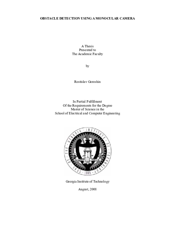 (PDF) Obstacle Detection Using a Monocular Camera
