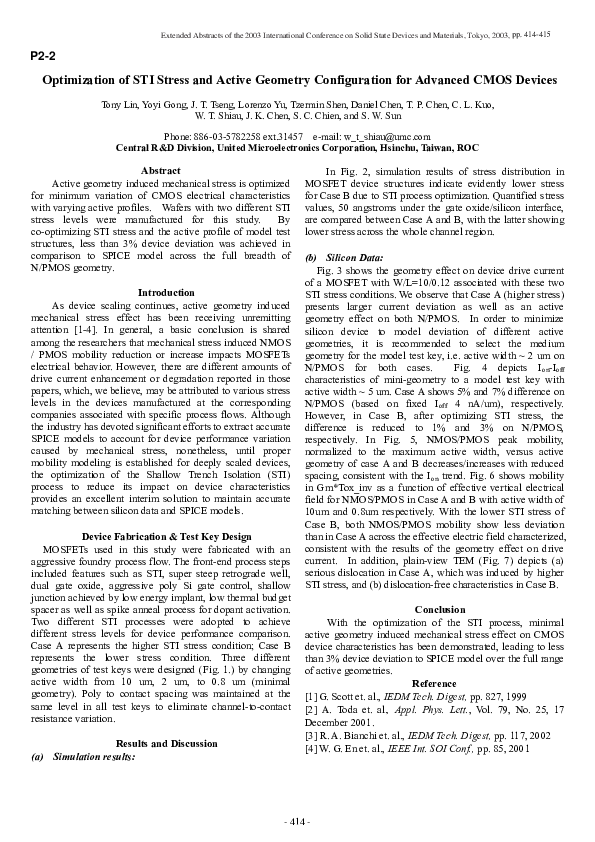 (PDF) Optimization of STI Stress and Active Geometry Configuration for ...